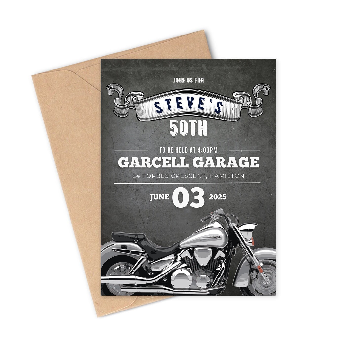 Motorcycle Birthday Invitation, Mens Motorcycle Invites, Motorcycle ...
