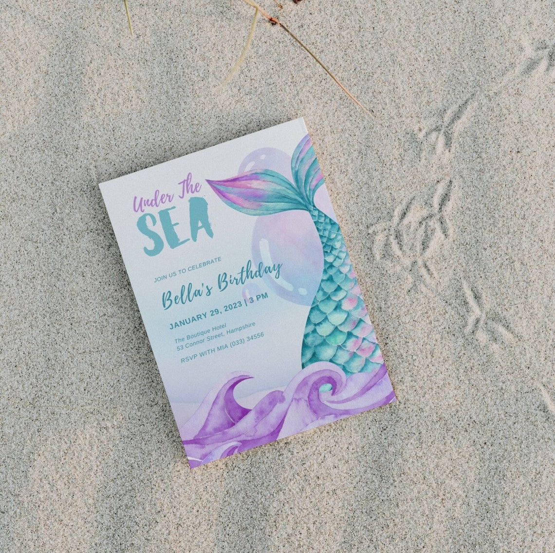 Printable Mermaid Invitation Mermaid Birthday Invite Under - Etsy