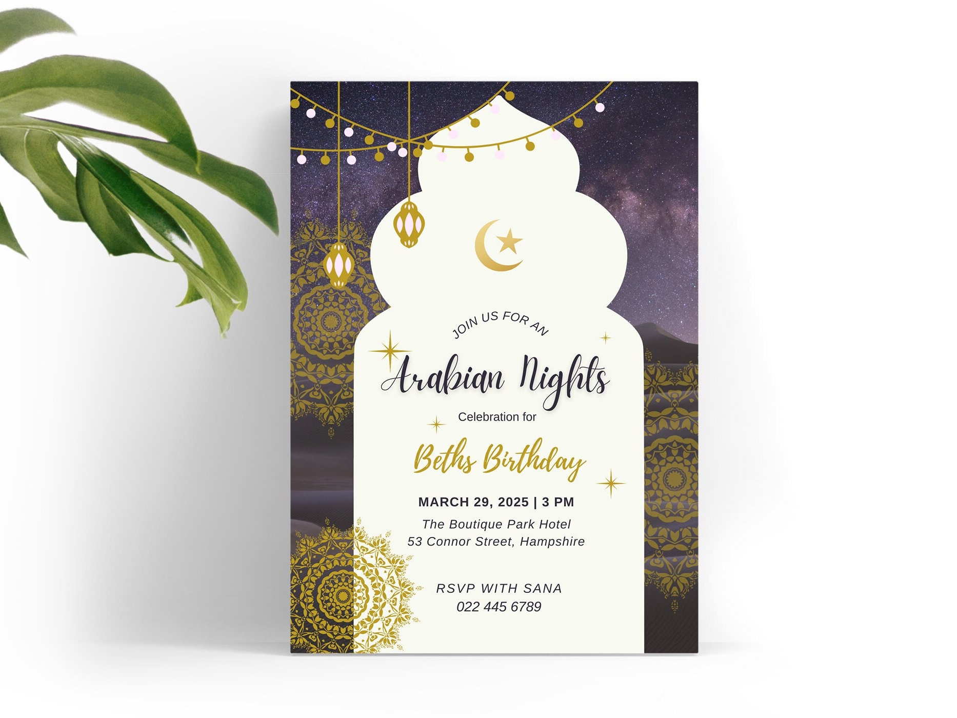Printable Arabian Nights Invitation, Arabian Nights Birthday Invitation ...