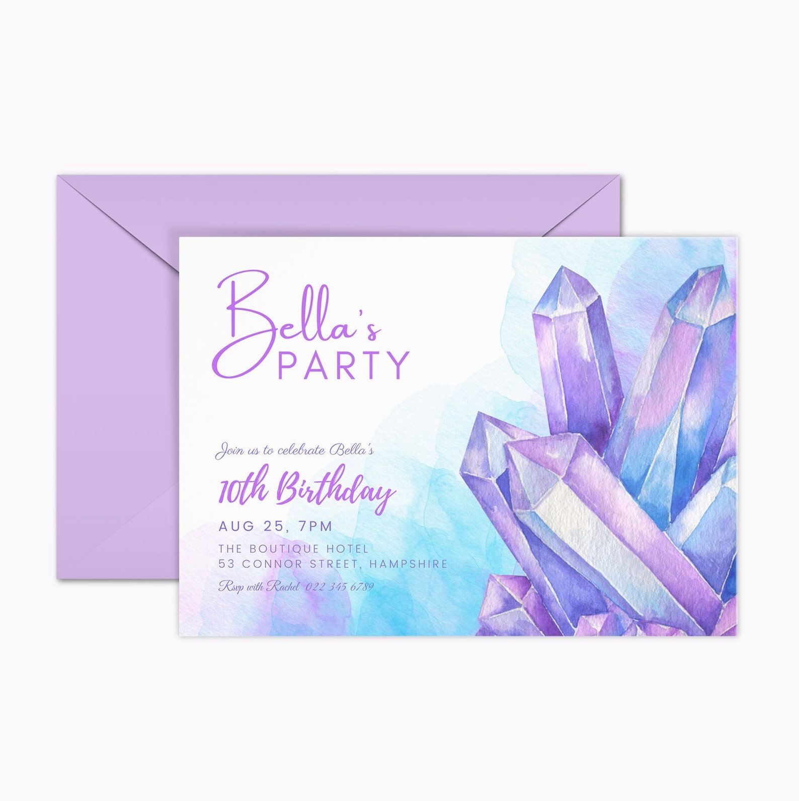 Printable Gemstone Birthday Invite, Crystal Invitations, Geode ...