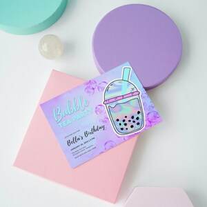Bright Bubble Tea Party Invitation, Boba Birthday Invitations, Bubble ...