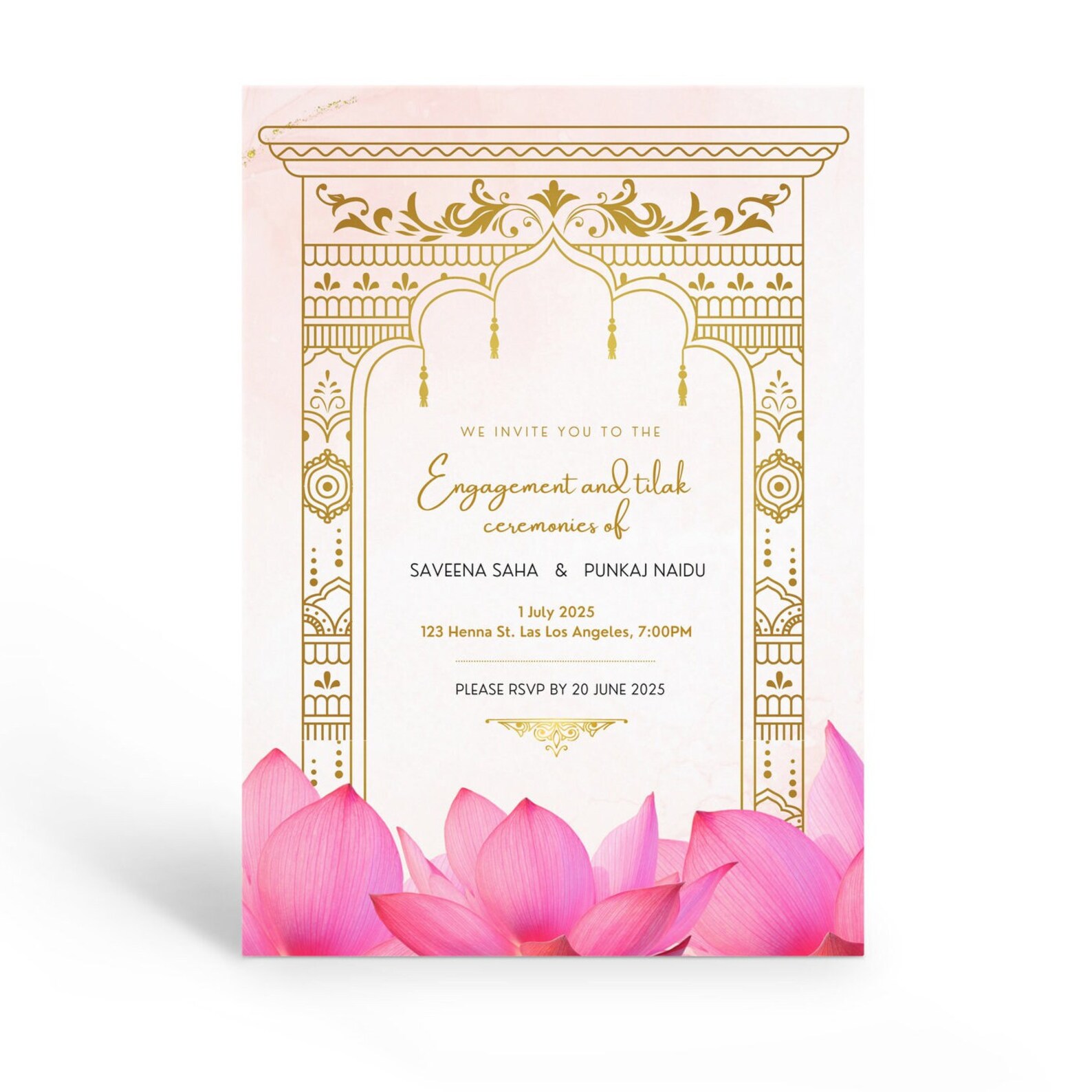 Indian Wedding Invitation Sets, Hindu Wedding Invitation, Pink Lotus ...
