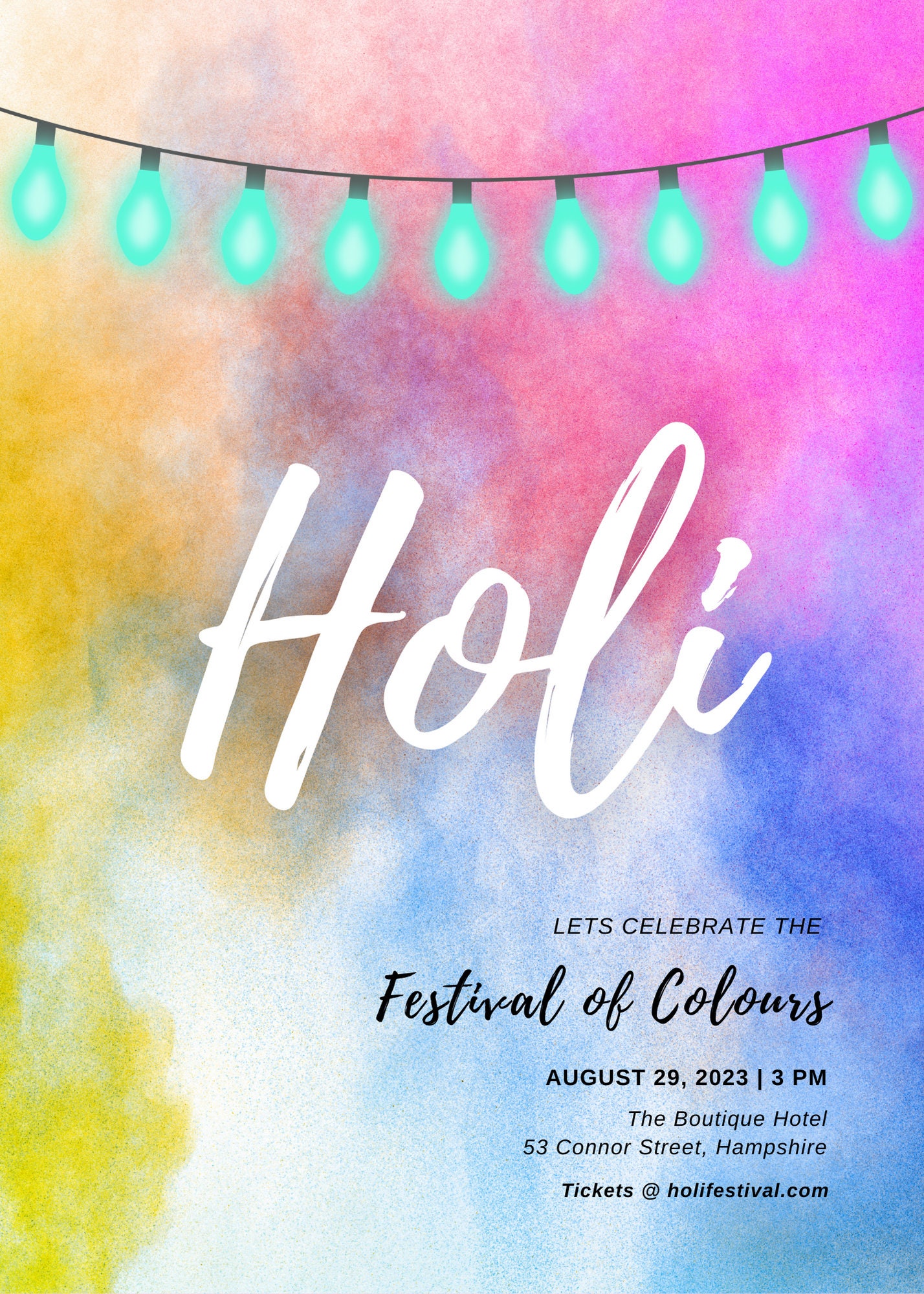 Printable Holi Festival Party Invitation, Holi Celebration Invite ...