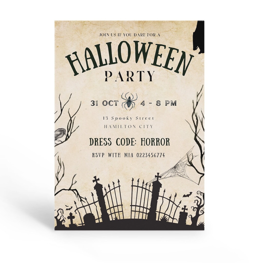 Printable Vintage Halloween Invitations, Halloween Party Invite, Horror ...