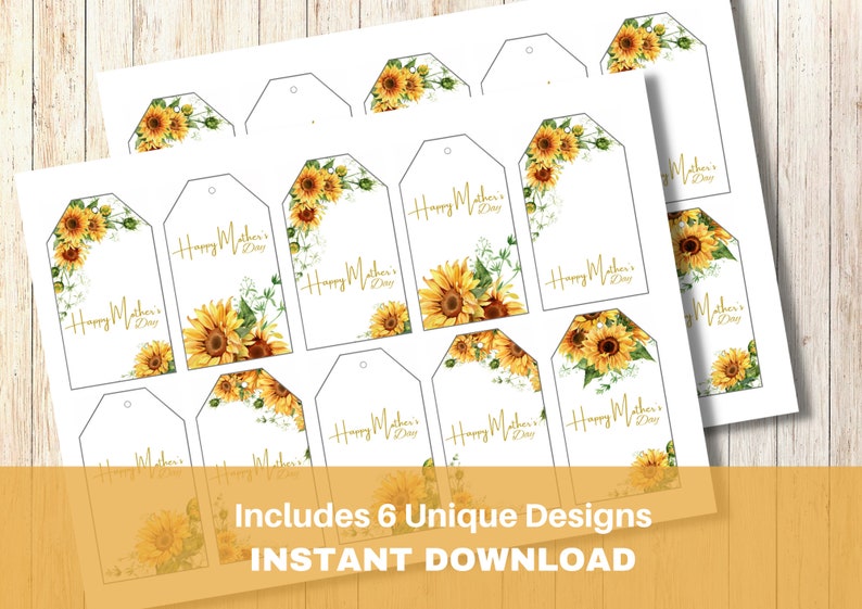 Sunflower Mother's Day Gift Tags / Happy Mothers Day Gift Tags / 6 ...