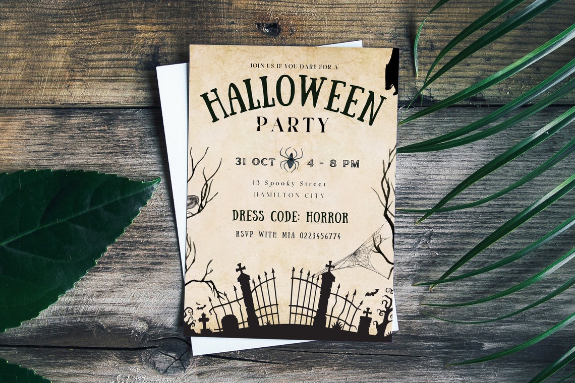 Printable Vintage Halloween Invitations, Halloween Party Invite, Horror ...