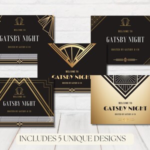 Great Gatsby Welcome Sign Bundle, Roaring Twenties Party Welcome Sign ...