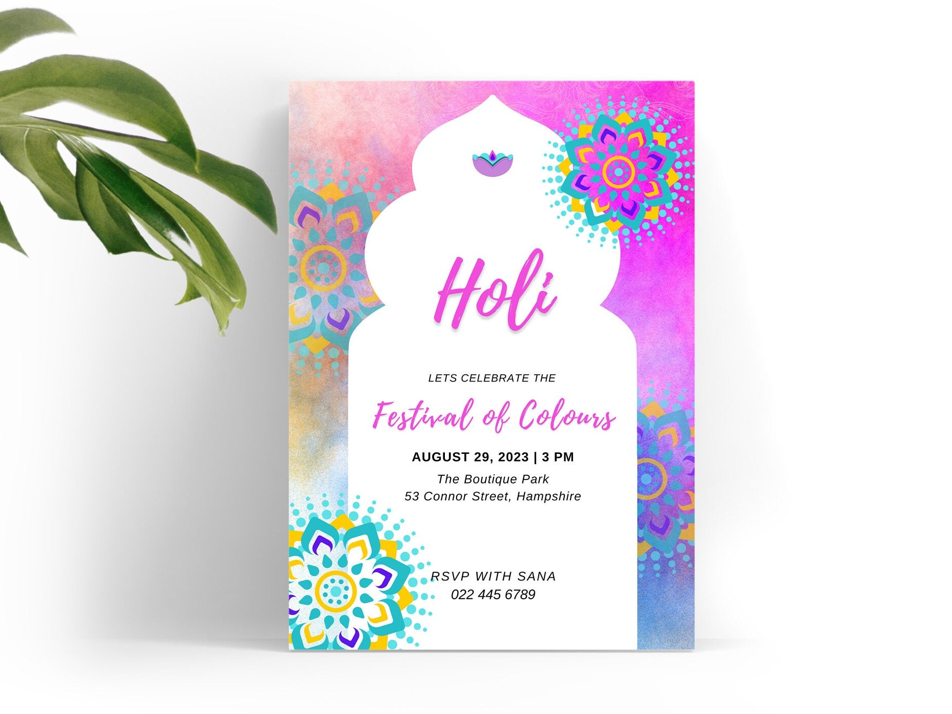 Holi Invitation, Holi Festival Invites, Printable Holi Celebration ...