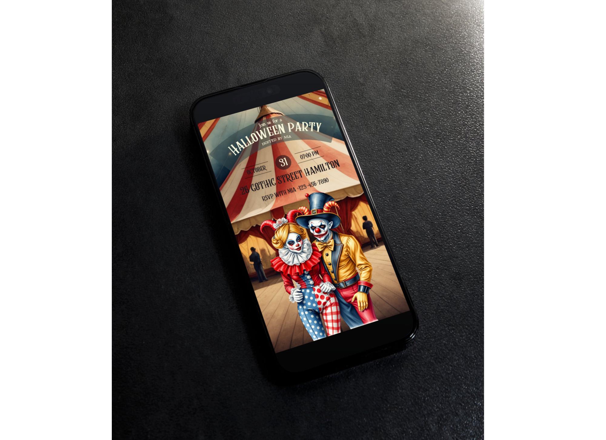 Creepy Clown Halloween Invitation, Haunted Carnival Invite, Printable ...