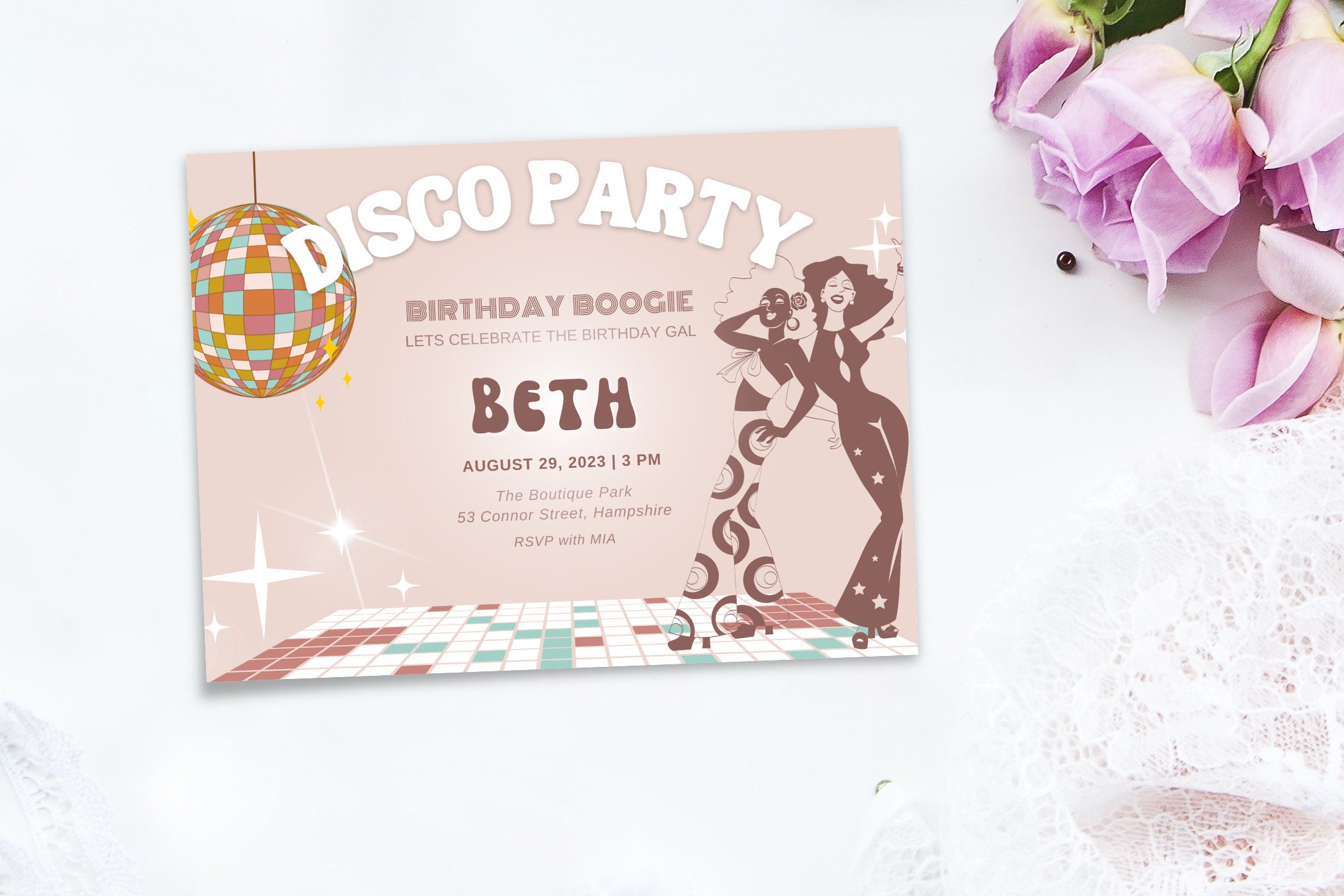 70's Disco Invitation, 1970's Birthday Party Invite, Printable Retro ...