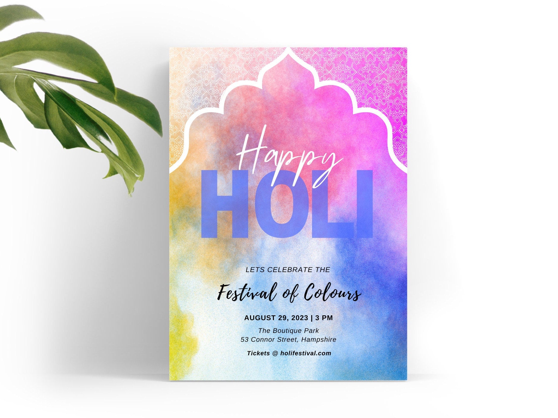 Holi Festival Party Invitation, Printable Holi Celebration Invite ...
