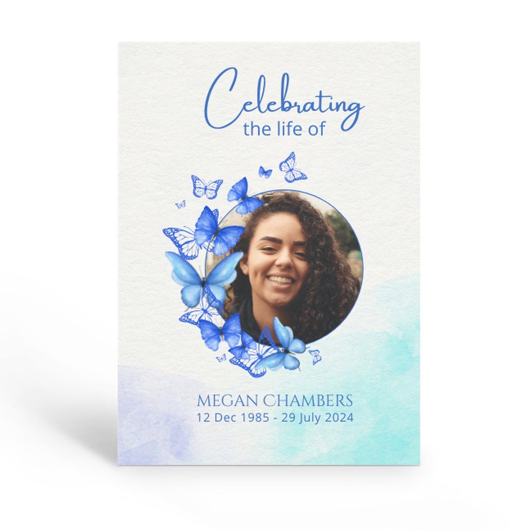 Editable Butterfly Funeral Program, Celebration of Life Order of ...