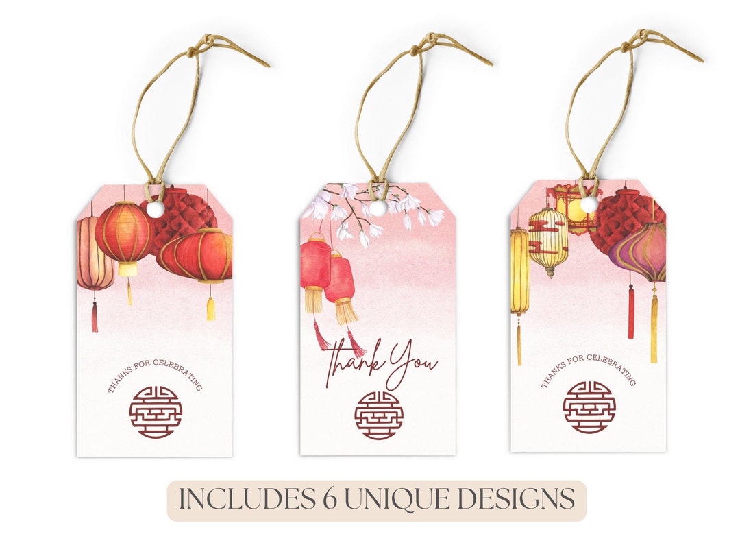 Printable Chinese Gift Tags, Chinese Lanterns Gift Tags, Chinese New ...
