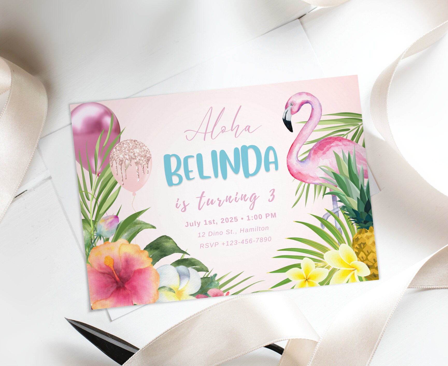 Tropical Birthday Invitations, Printable Tropical Invite, Hawaiian Kids ...