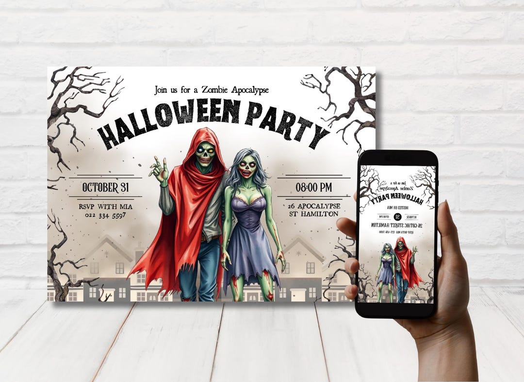 Zombie Apocalypse Invitations, Printable Halloween Zombie Invite ...