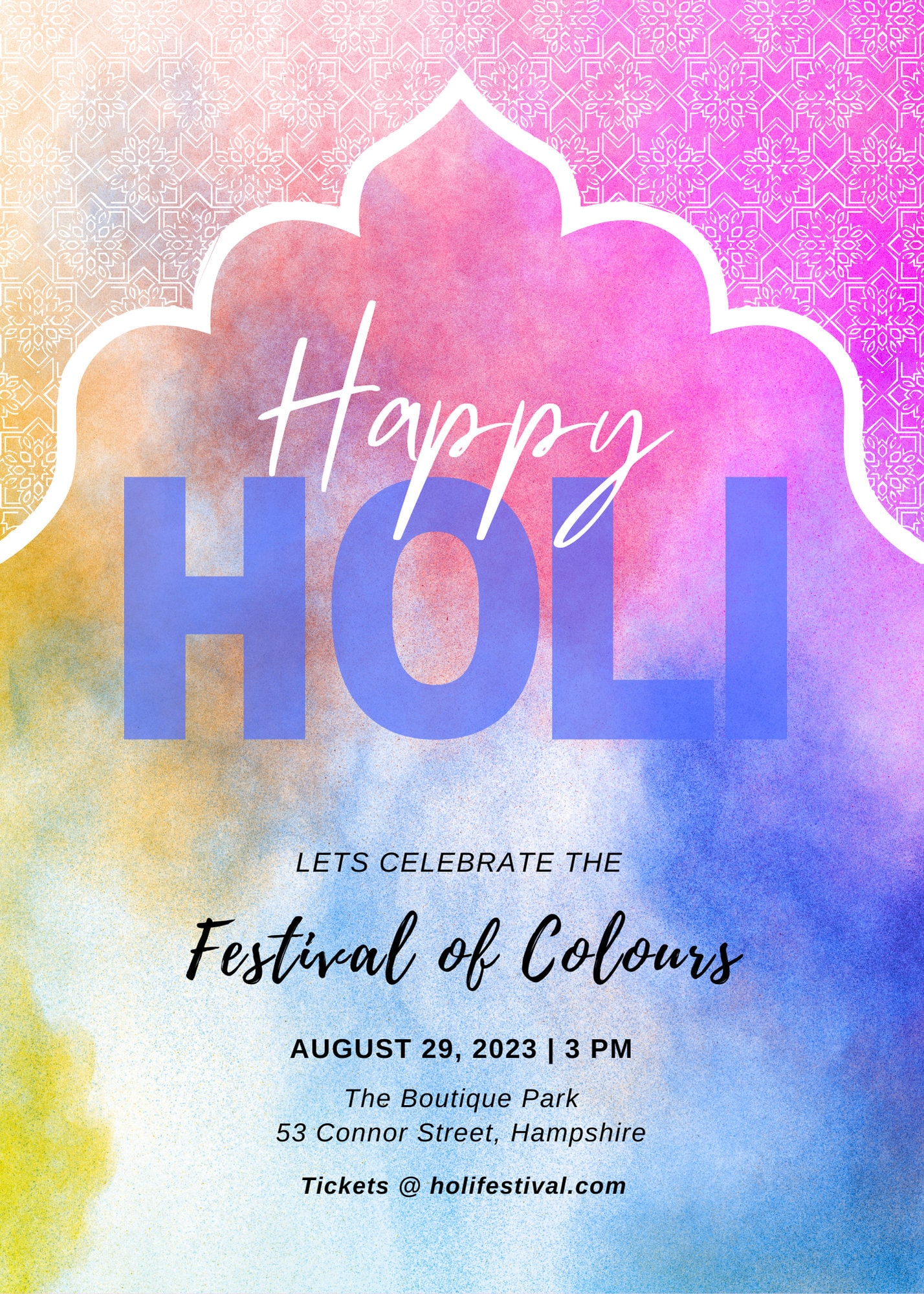 Holi Festival Poster Template, Holi Celebration Printable Poster, Color ...