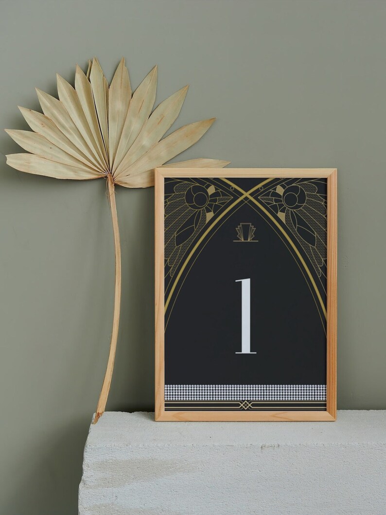 Elegant Great Gatsby Table Numbers, Printable Gatsby Table Numbers ...
