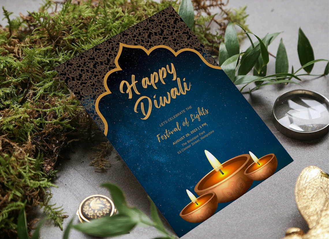 Happy Diwali Invitation, Diwali Celebration Invite, Diwali Dinner Party ...