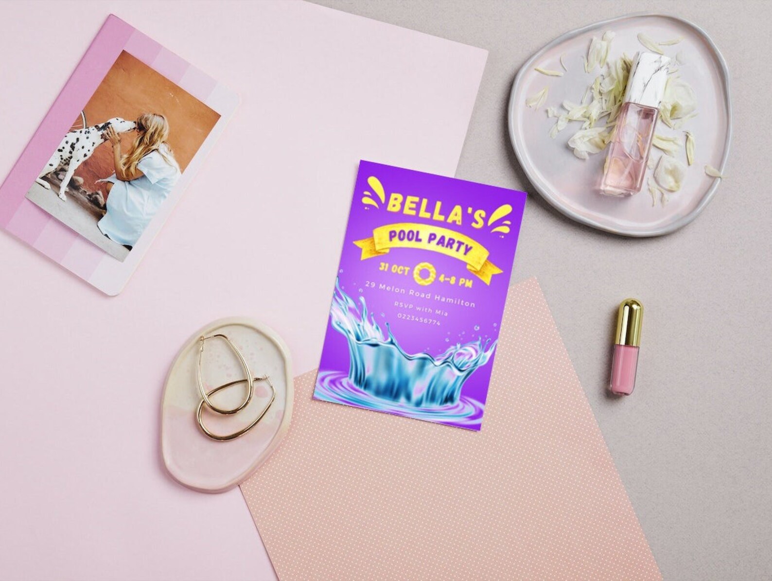 Purple Pool Party Invitation, Girls Pool Party Invite, Pool Party ...