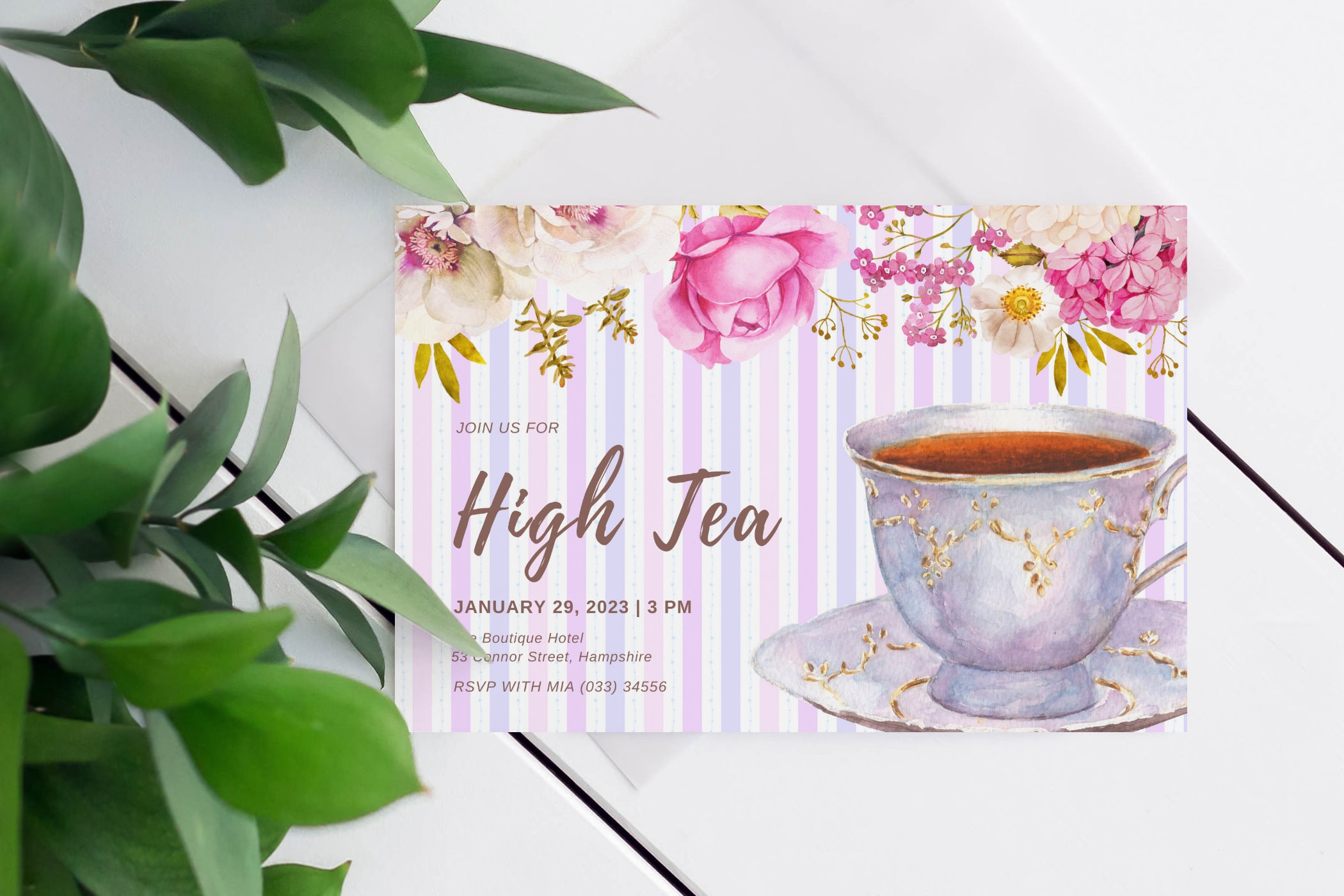 Printable High Tea Birthday Invite, Pastel Tea Party Invitation, Floral ...