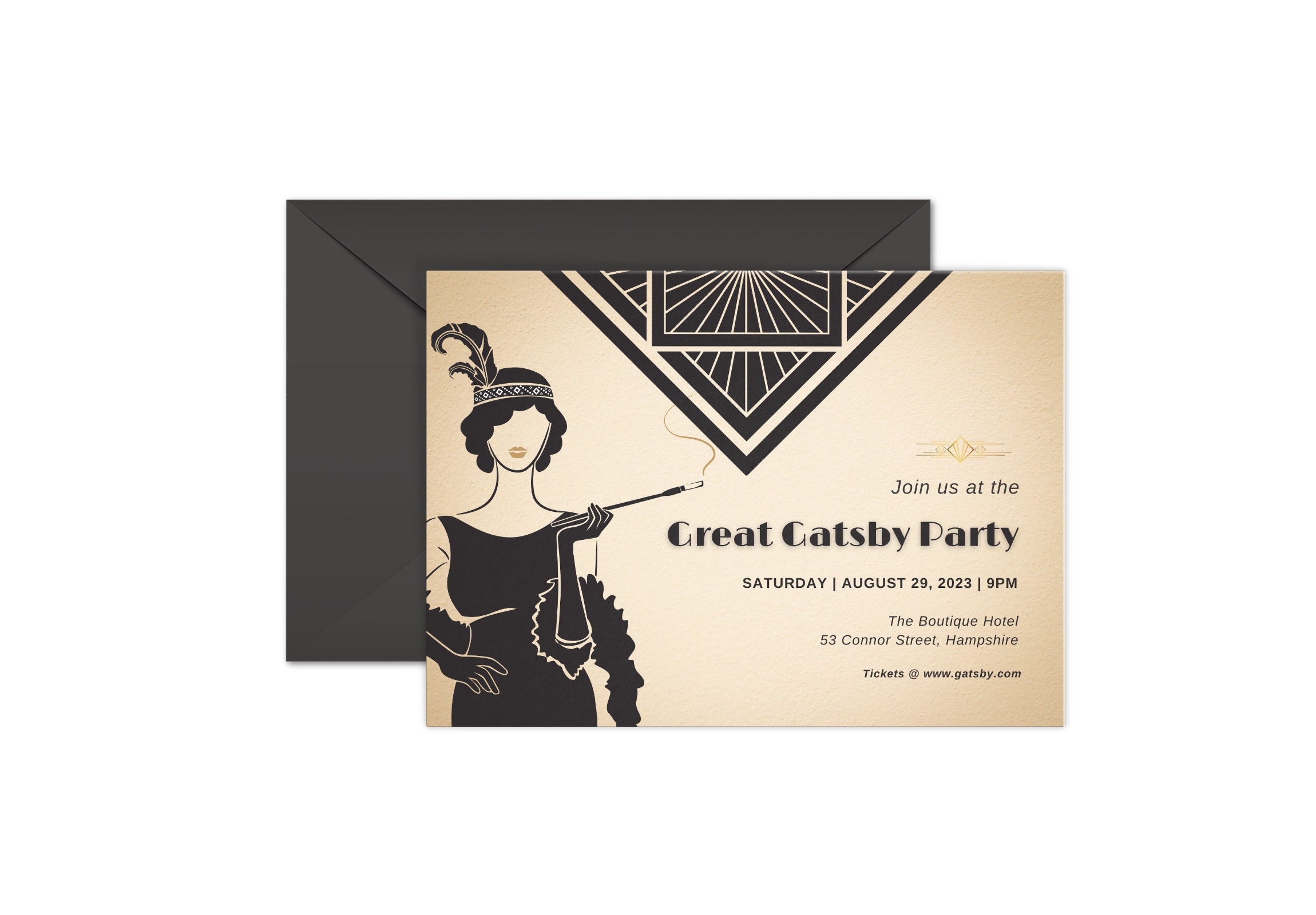 Elegant Great Gatsby Invitation, Gold Black Art Deco Invite, Roaring ...