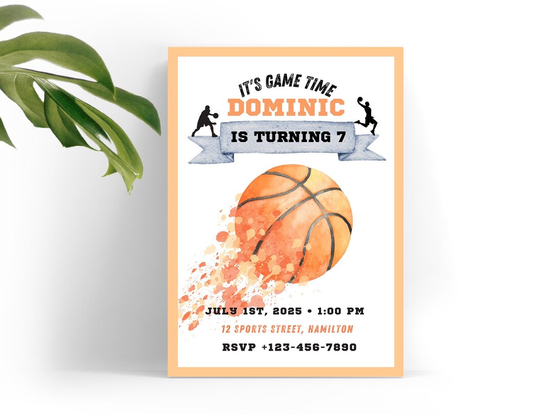 Printable Basketball Invitation, Basketball Birthday Invite, Sports ...