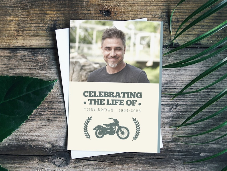 Motorcycle Funeral Program, Celebration of Life Order of Service for ...