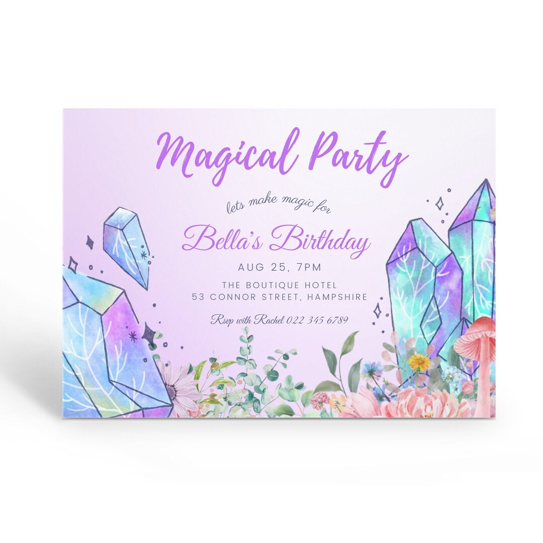 Printable Magical Party Invitation, Pink Enchanted Garden Invite ...
