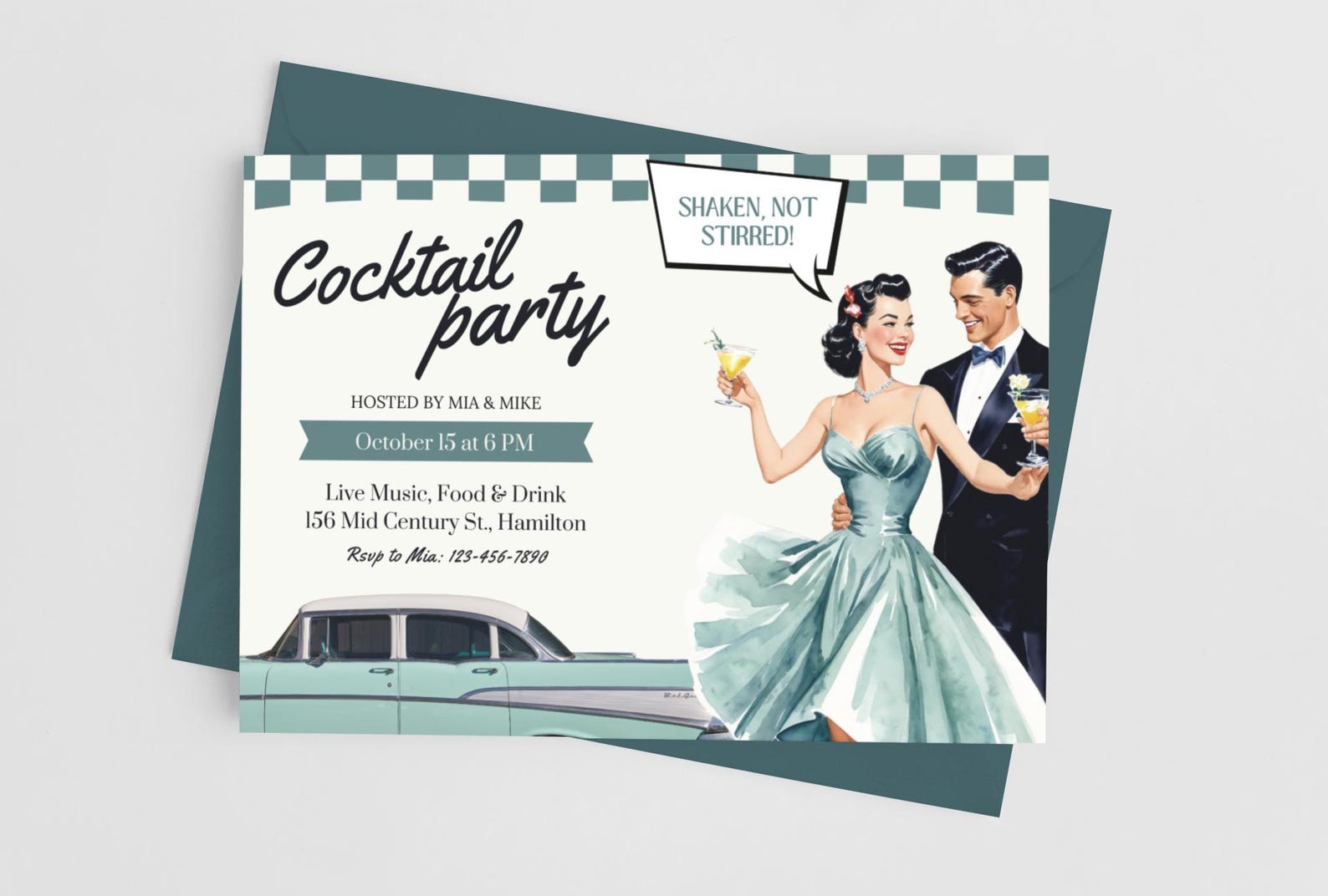 Retro Cocktail Party Invitation - Editable 1950s Style Party Invite - Etsy