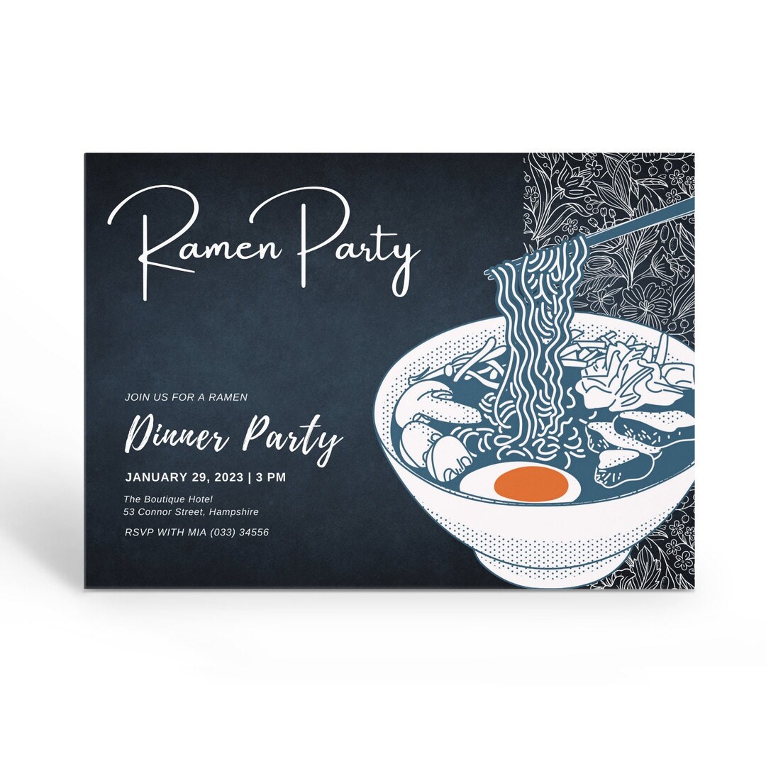 Ramen Party Invitations, Ramen Noodle Dinner Party Invite, Japanese ...