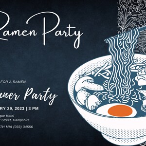 Ramen Party Invitations, Ramen Noodle Dinner Party Invite, Japanese ...