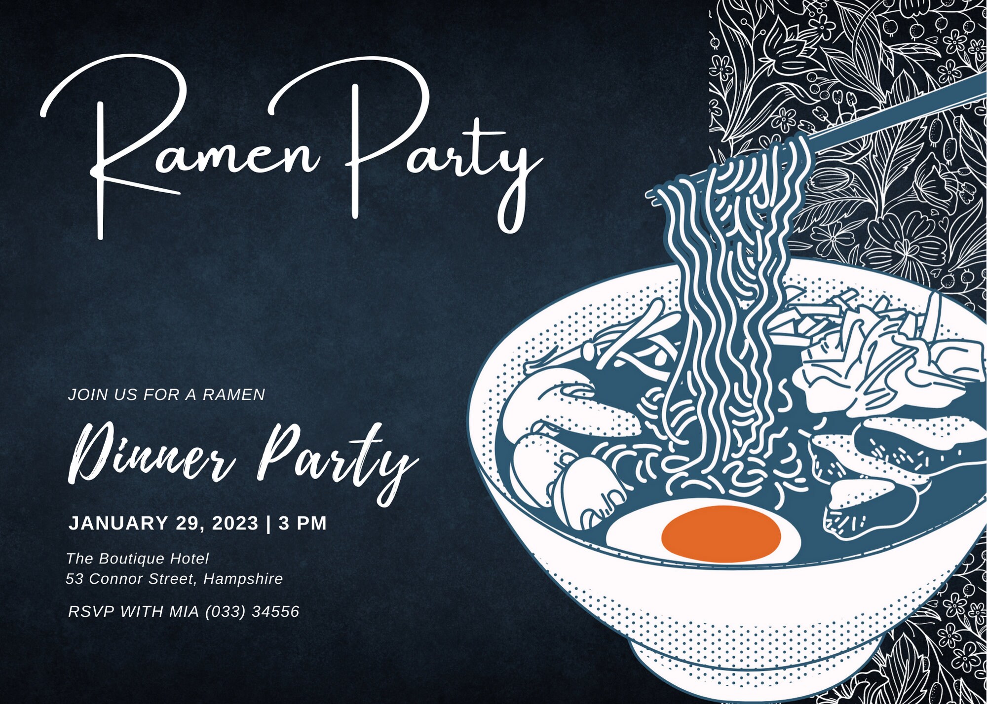Ramen Party Invitations, Ramen Noodle Dinner Party Invite, Japanese ...