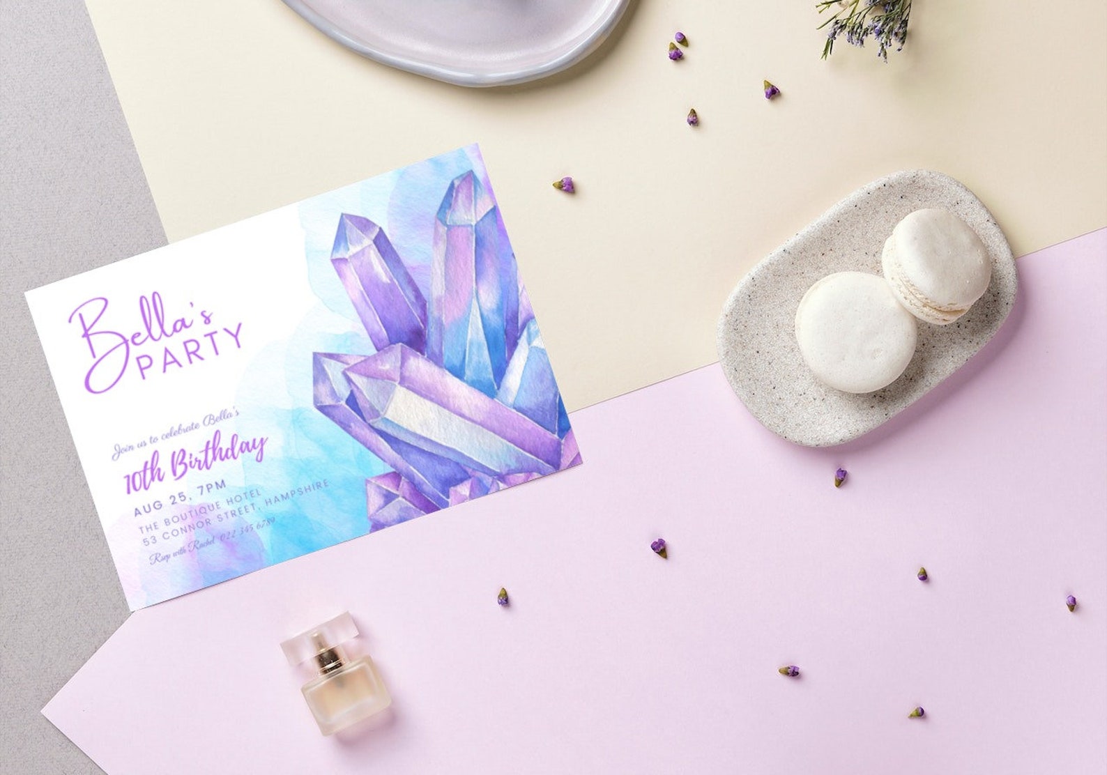 Printable Gemstone Birthday Invite, Crystal Invitations, Geode ...