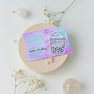 Bright Bubble Tea Party Invitation, Boba Birthday Invitations, Bubble ...