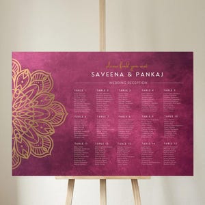 Magenta & Gold Indian Wedding Seating Chart, Hindu Seating Plan ...
