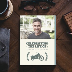 Motorcycle Funeral Program, Celebration of Life Order of Service for ...