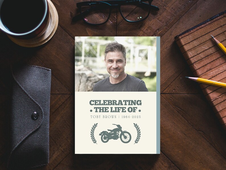 Motorcycle Funeral Program, Celebration of Life Order of Service for ...