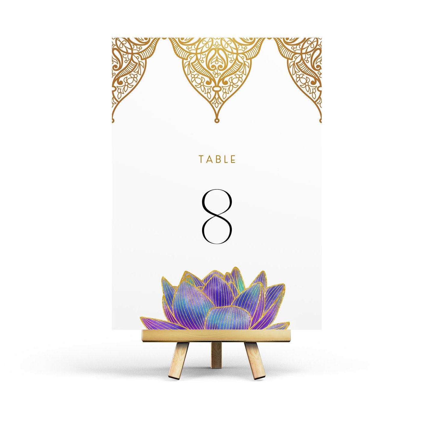 Purple & Gold Indian Wedding Table Numbers, Hindu Wedding Table Numbers ...