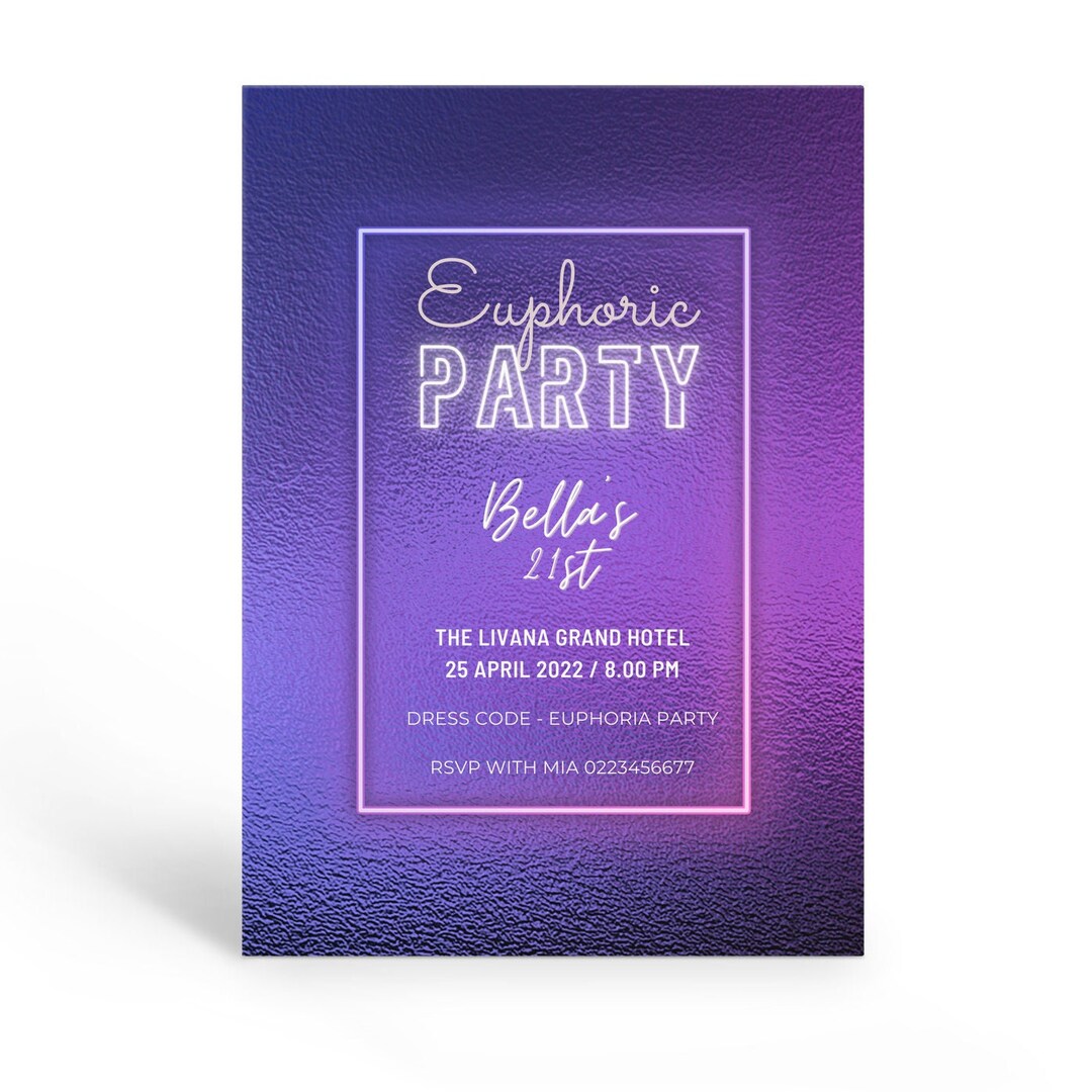 Printable Euphoria Party Invitations, Euphoria Birthday Invitation ...