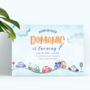 Printable Car Birthday Invitation, Truck Birthday Party Invitation ...