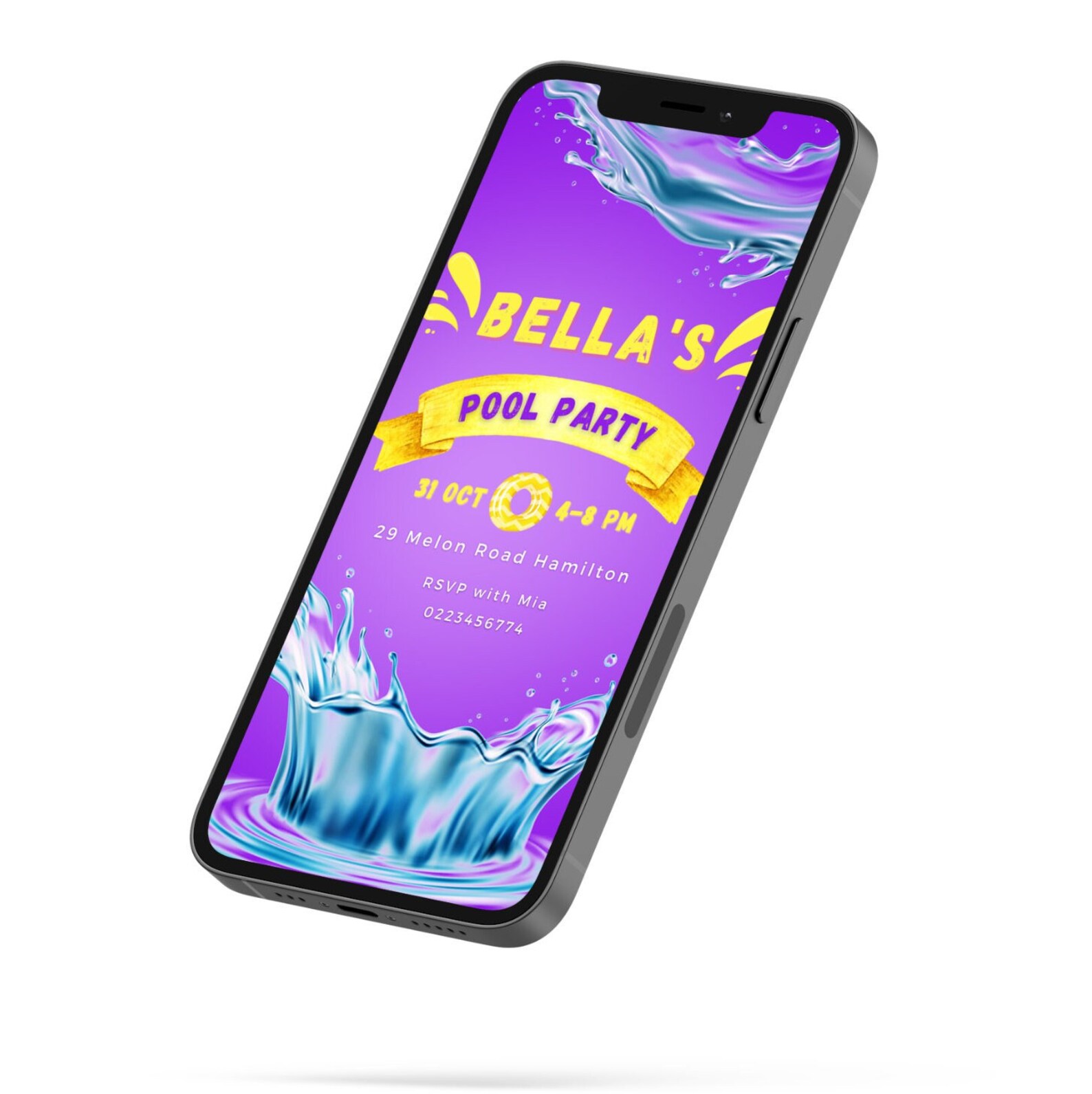 Purple Pool Party Invitation, Girls Pool Party Invite, Pool Party ...