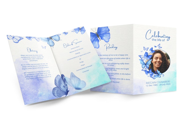 Editable Butterfly Funeral Program Celebration of Life Order - Etsy