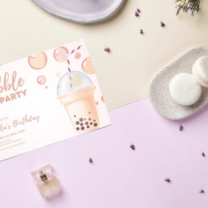Bubble Tea Party Invitations, Printable Boba Birthday Invitation ...