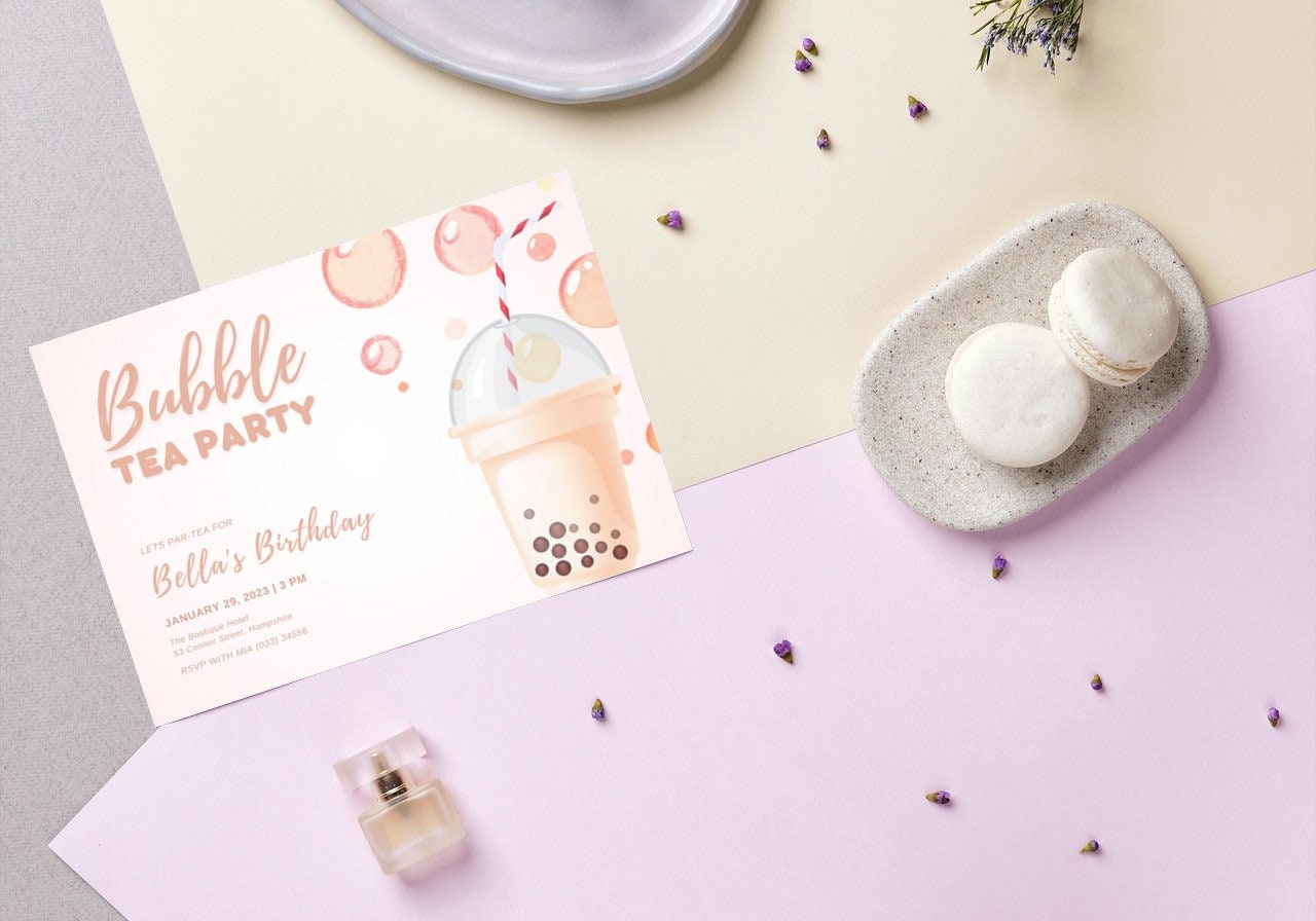 Bubble Tea Party Invitations, Printable Boba Birthday Invitation ...