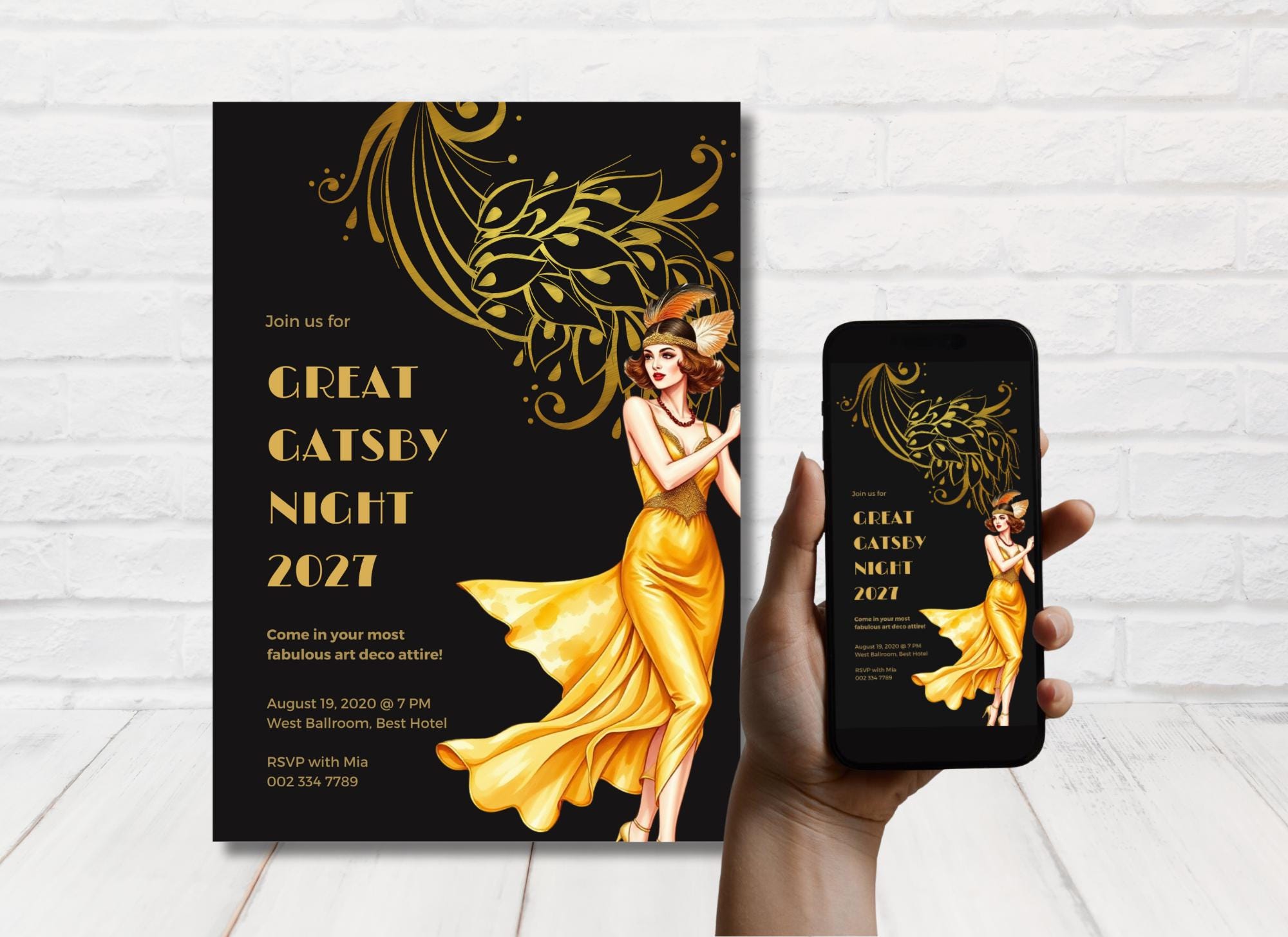 Elegant Great Gatsby Party Invitations, Gatsby Invite, Vintage Art Deco ...