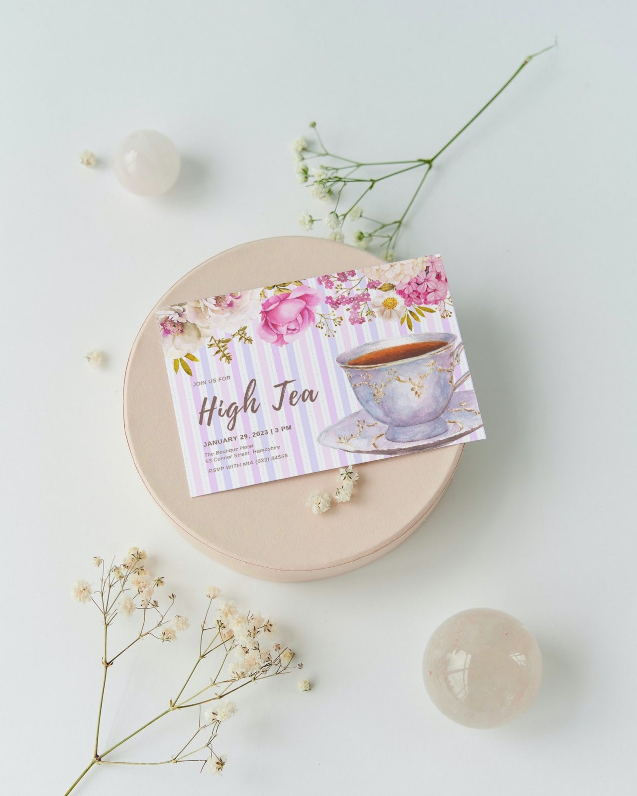 Printable High Tea Birthday Invite, Pastel Tea Party Invitation, Floral ...