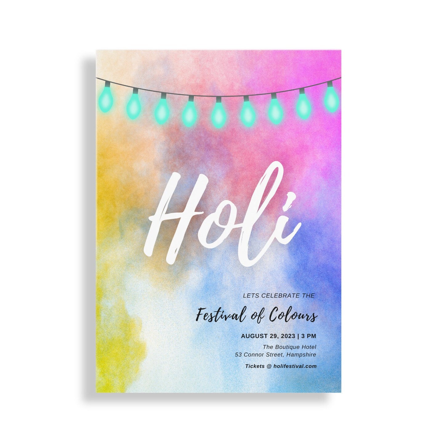 Printable Holi Festival Party Invitation, Holi Celebration Invite ...