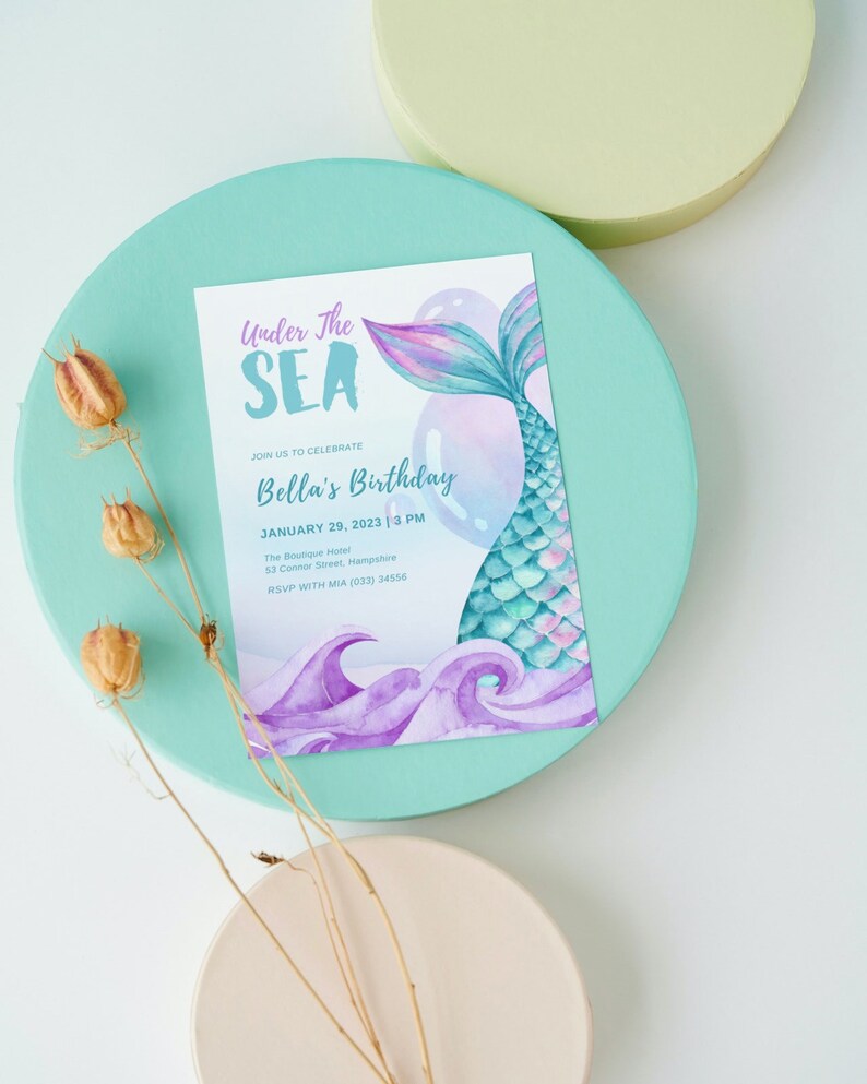 Printable Mermaid Invitation Mermaid Birthday Invite Under - Etsy