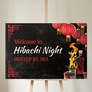 Elegant Hibachi Welcome Sign, Hibachi Party Sign, Printable Editable ...