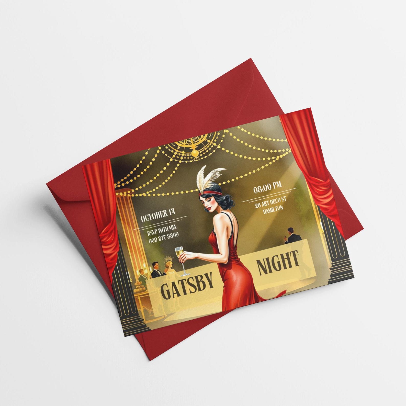 Great Gatsby Party Invitations, Printable Art Deco Party Invite ...